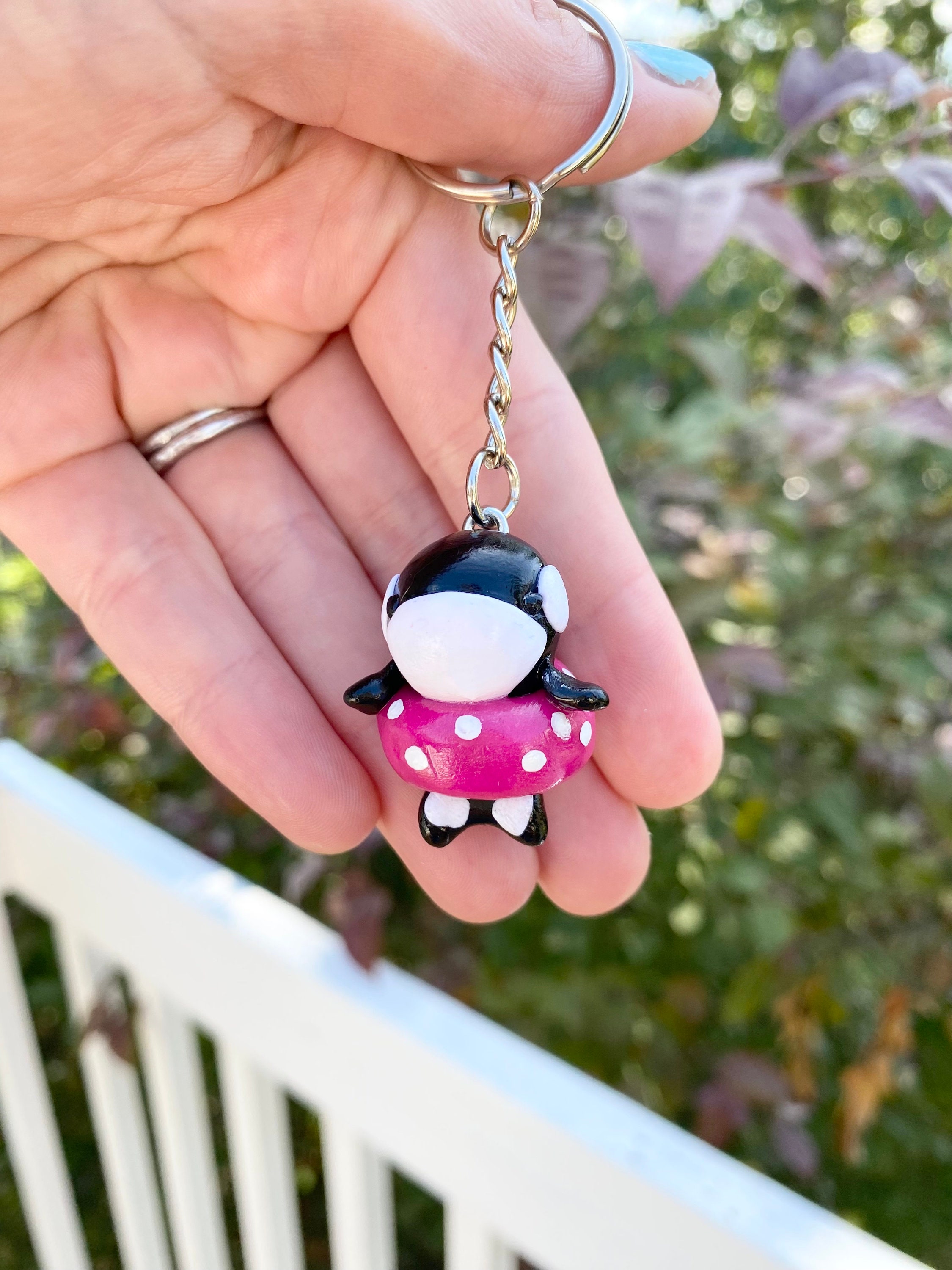Orca Whale in a Pool Floatie Keychain - Etsy