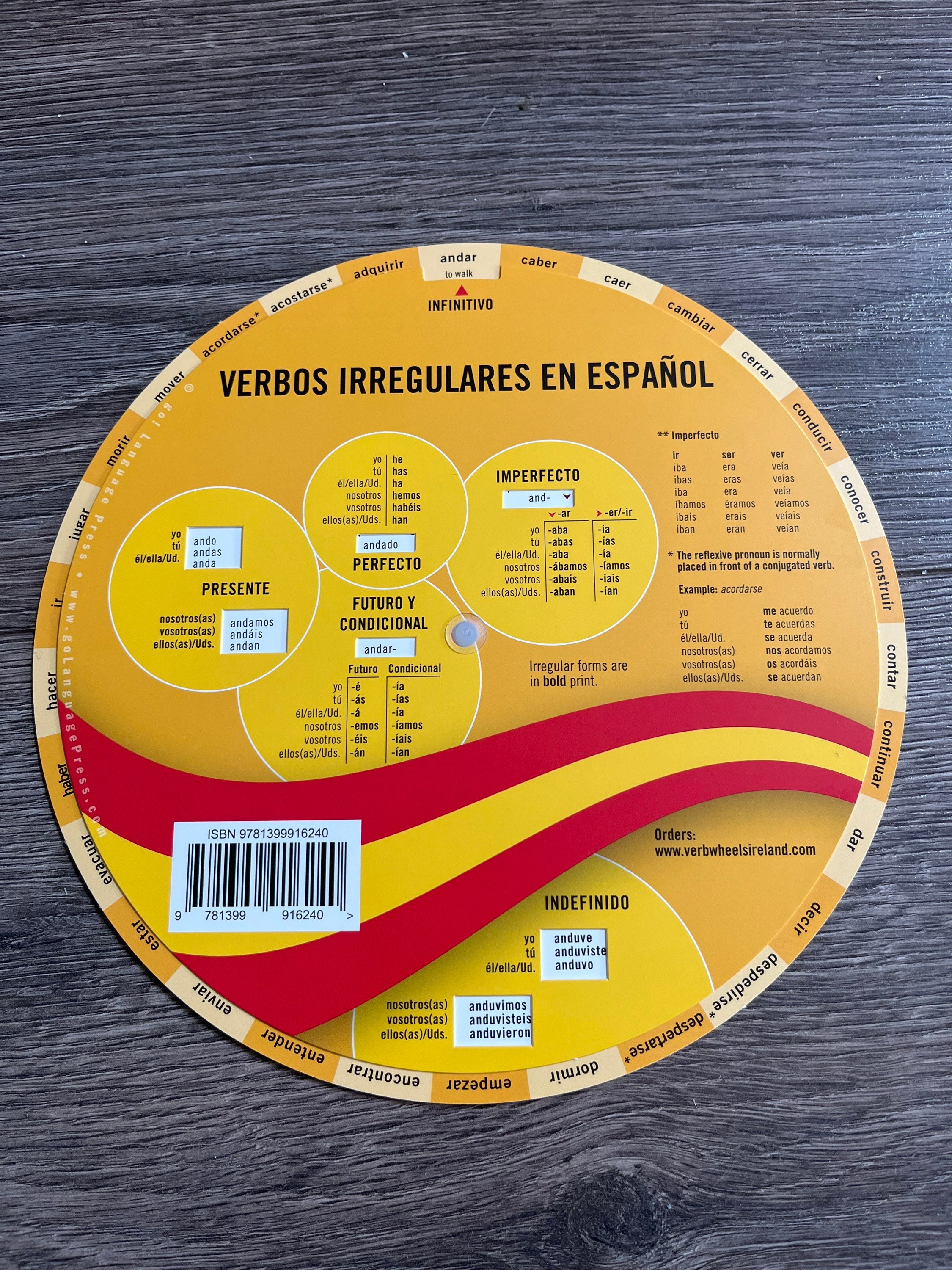 Spanish Verb Wheel - Etsy