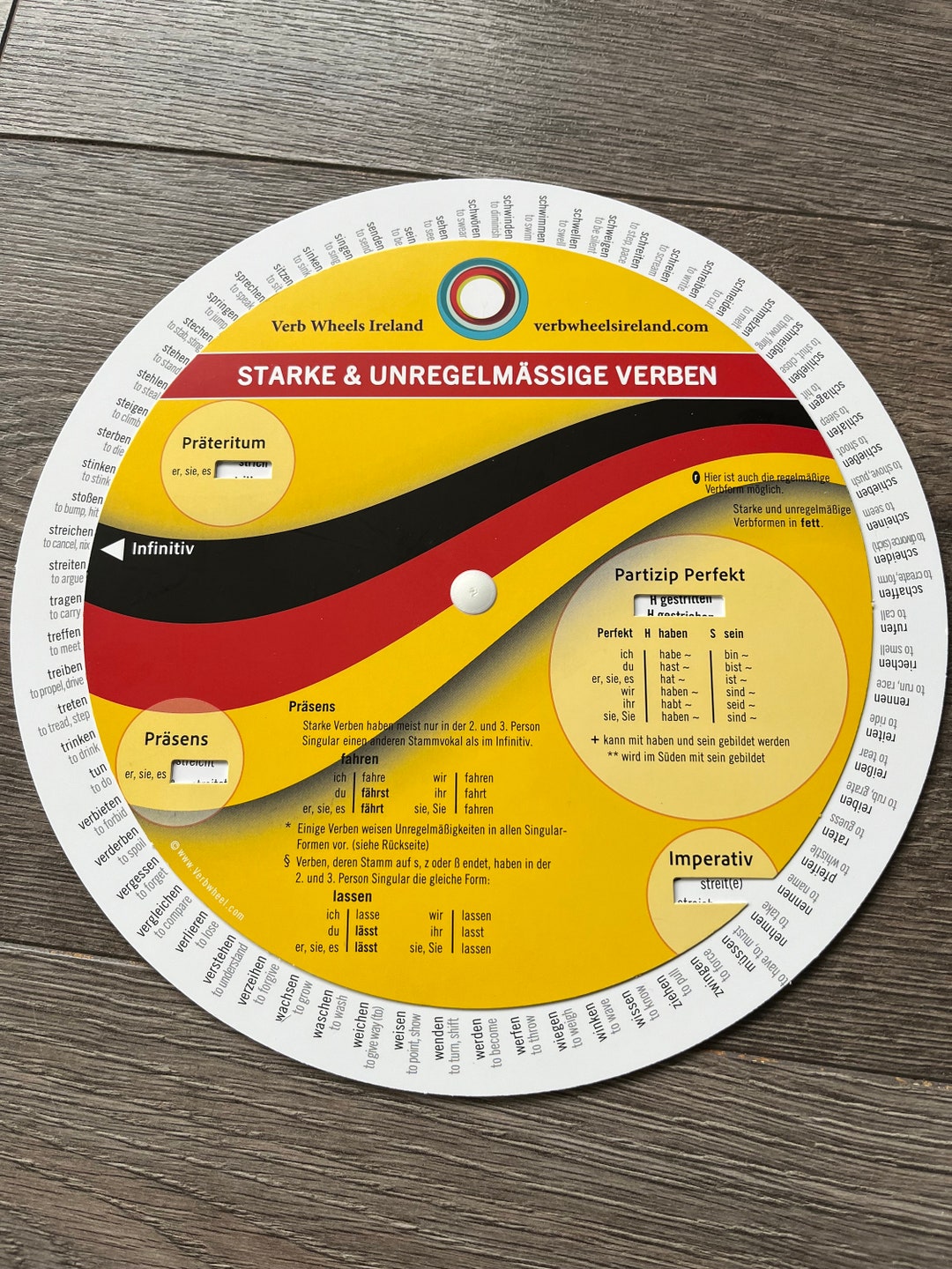 German Verb Wheel - English & German - Etsy