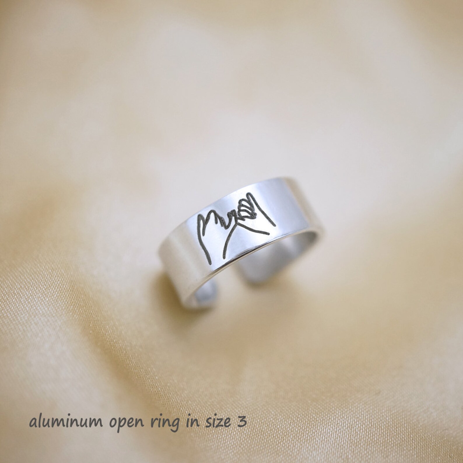 Pinky Promise Couple Ring Matching Initial Ring Couple Set Etsy Australia