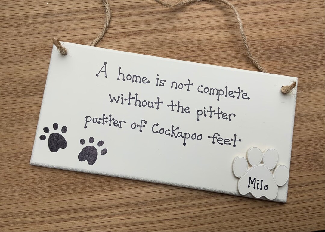 Personalised Cockapoo Gift Dog Lover Plaque Hanging Sign Natural Rustic ...