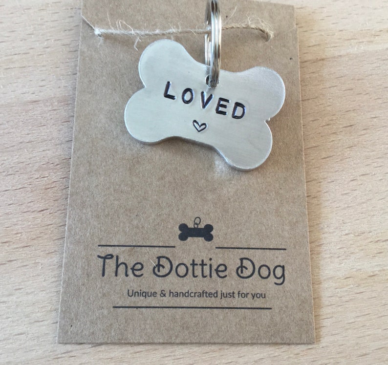 Dog Tag Small Chunky Personalised Hand Stamped Aluminium Heart | Etsy UK