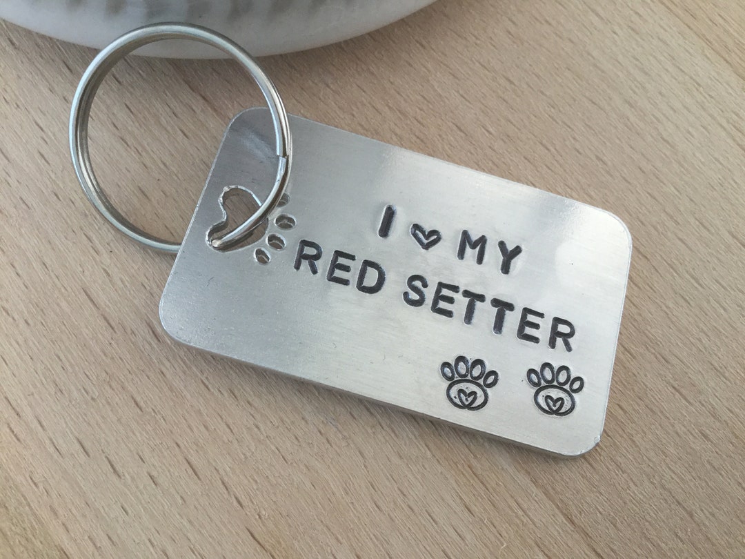 Red Setter Lover Gift Personalised Hand Stamped Keyring Red Setter ...