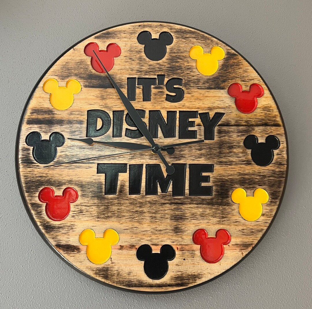 It’s Disney Time 15-inch Round Wooden Mickey Clock - Etsy