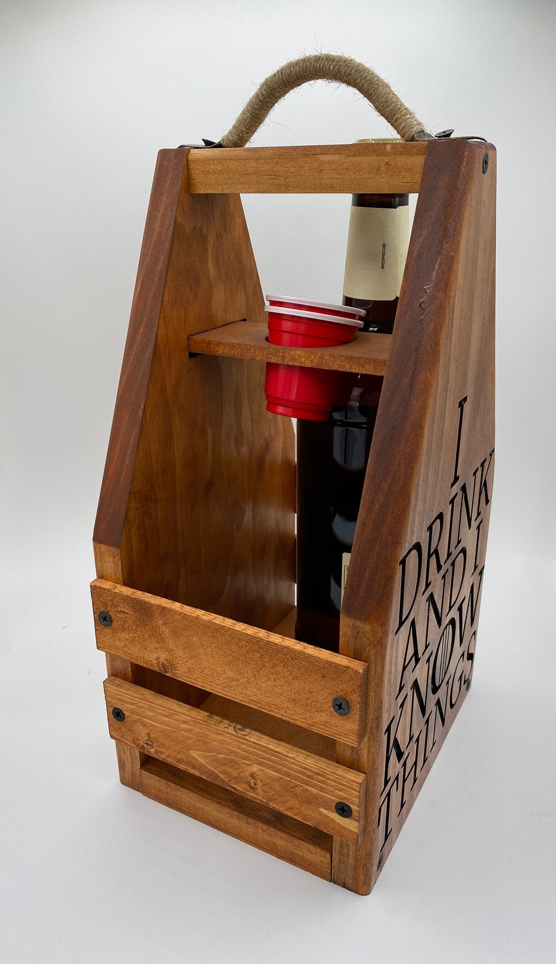 Wooden I Drink and I Know Things Booze - Liquor Carrier - Etsy
