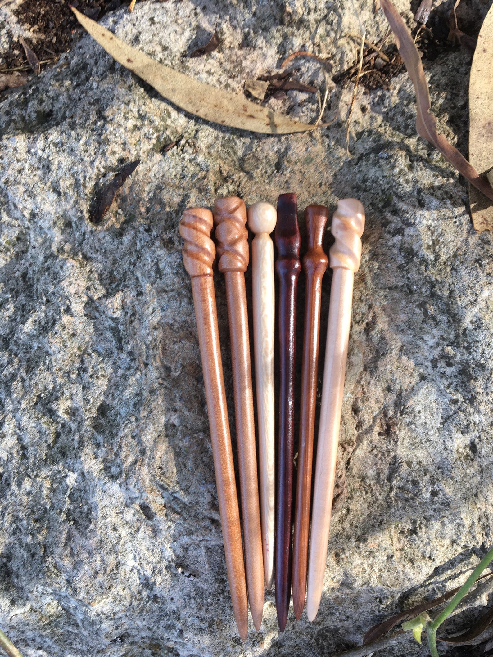 Hand Carved Wooden Hair Pins (set of 3) - Etsy