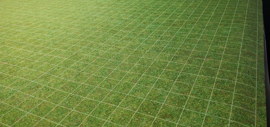 Grass Play Mat W/ 1" Grid / Gripmat Perfect for D&D, Pathfinder ...