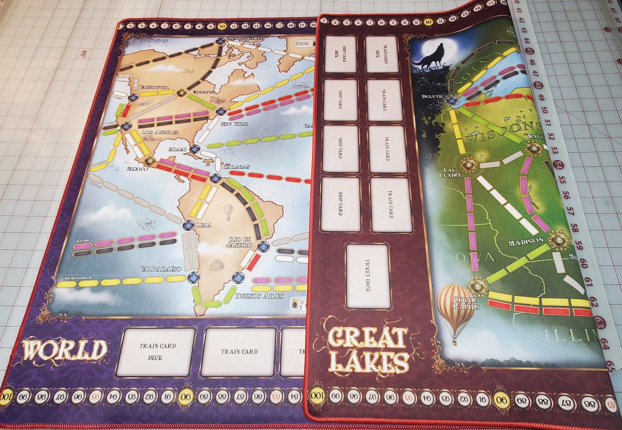 Ticket to Ride Rails & Sails 26 X 42 Double-sided World/great Lakes ...