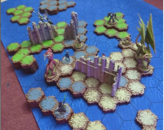 Gaming Playmat - Water - Hex Grid, Options 1", 1.5", 1.75" (AF ...