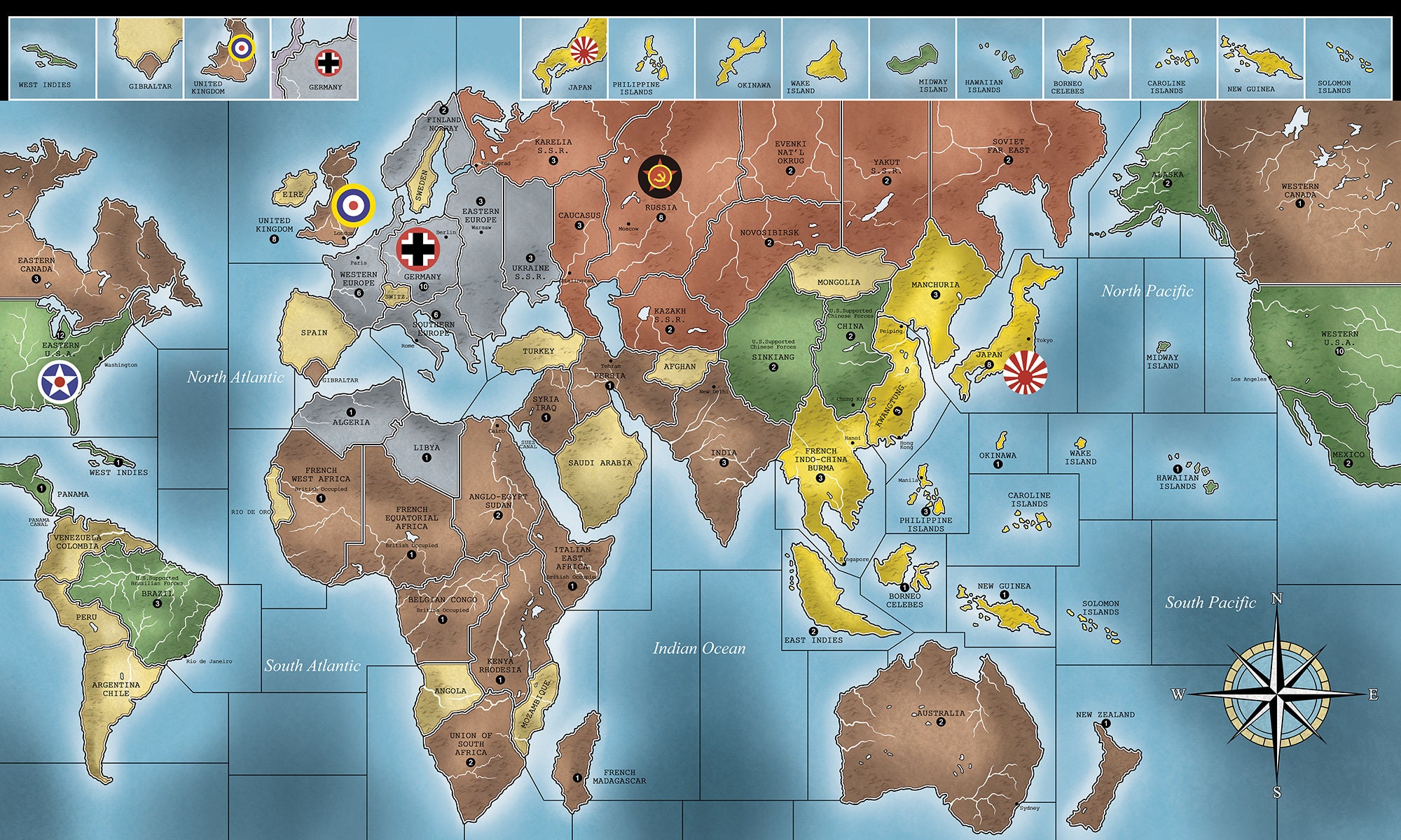 Axis and Allies CLASSIC Game Mat 55" X 33" Unofficial Upgrade - Etsy