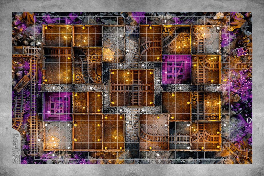 Alfombrilla de agarre Heroquest / RPG Mine Lost Maps de 85 x 56 cm ...