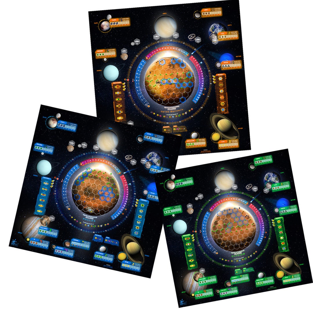 Terraforming Mars 36" X 36"collection: Base / Hellas / Elysium Gripmat ...