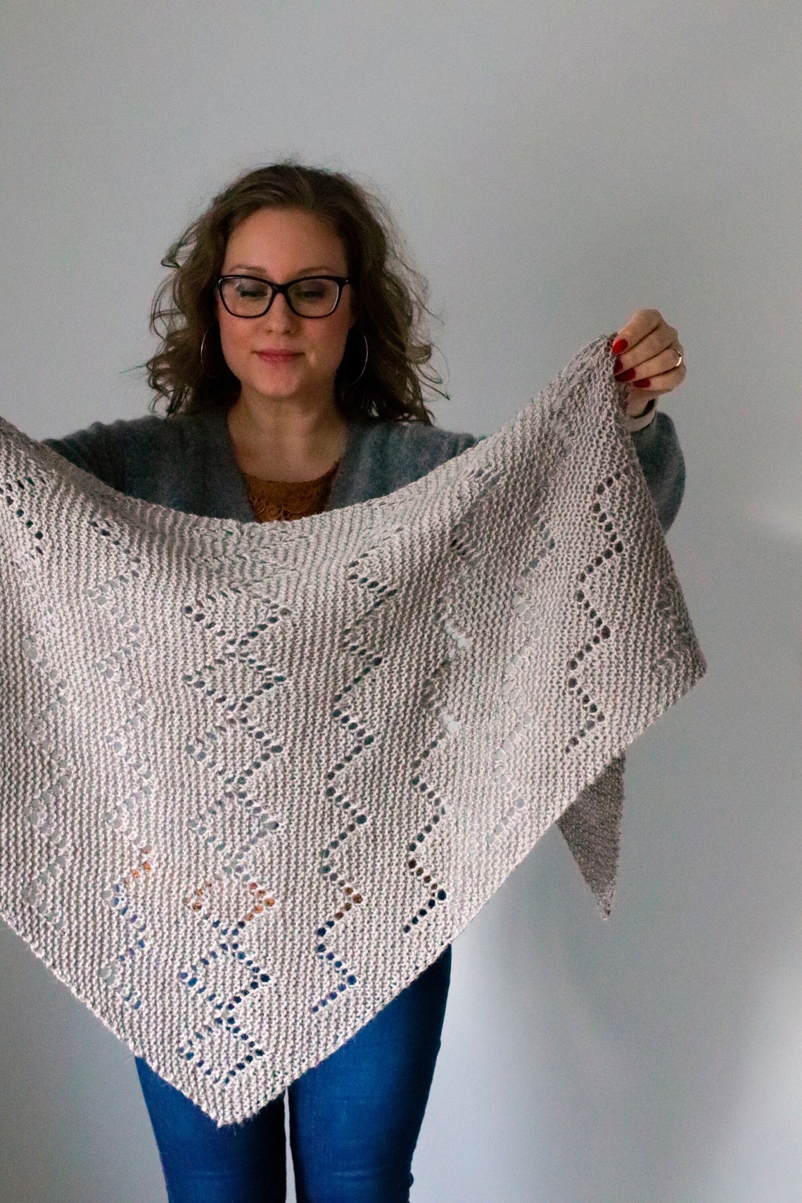 Worsted Weight Triangle Eyelet Shawl Knitting Pattern: Hillside (PDF ...
