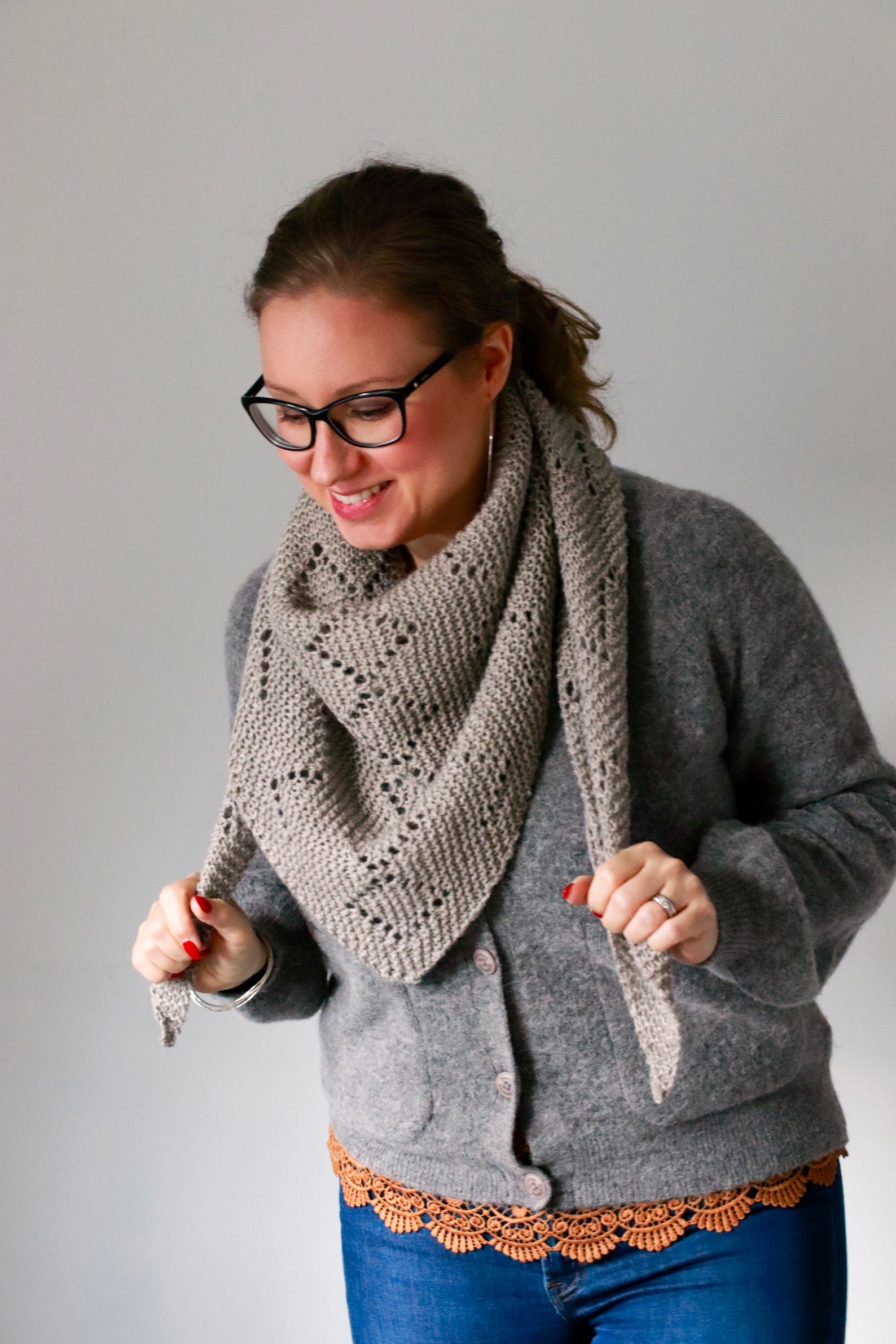 Worsted Weight Triangle Eyelet Shawl Knitting Pattern: Hillside (PDF ...