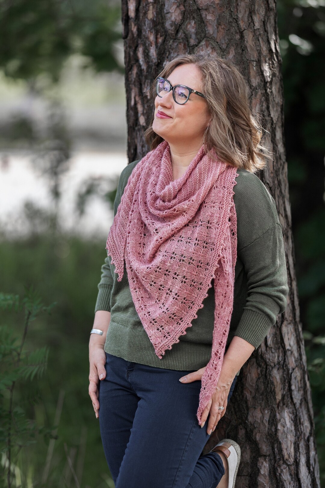 Asymmetric Triangle Lace Shawl Knitting Pattern: Rose Petals (PDF ...