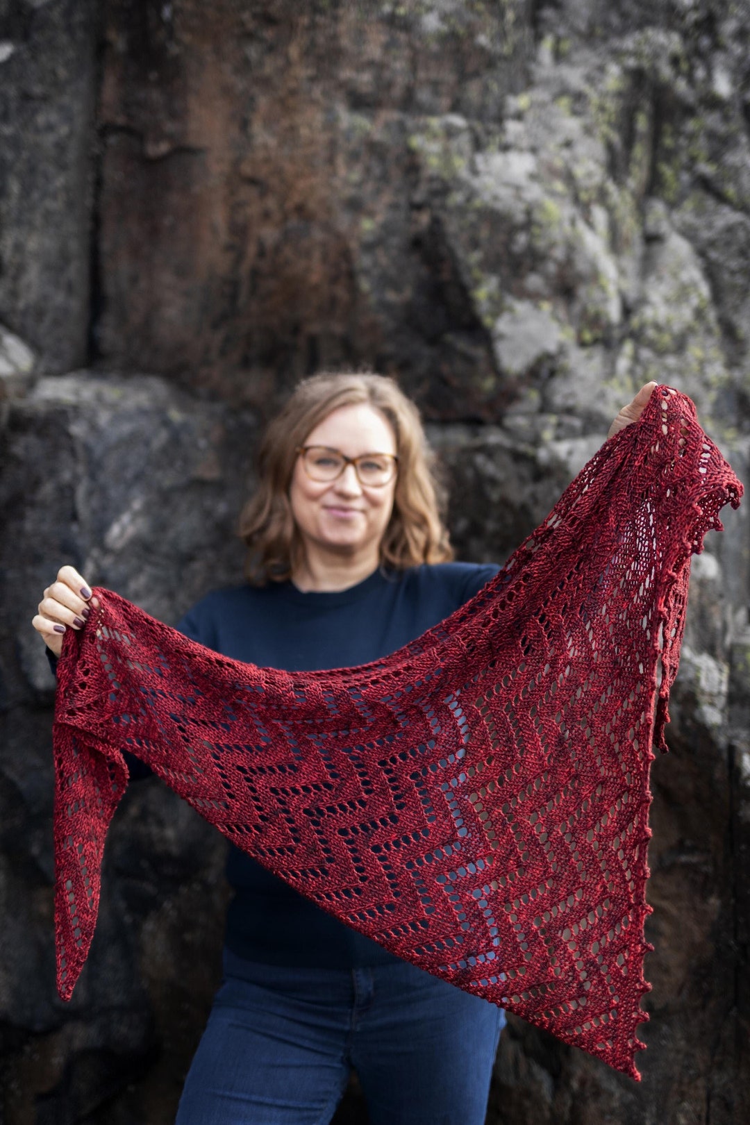 Afterglow Shawl Knitting Pattern // Worsted Weight Lace Shawl, Chevron ...