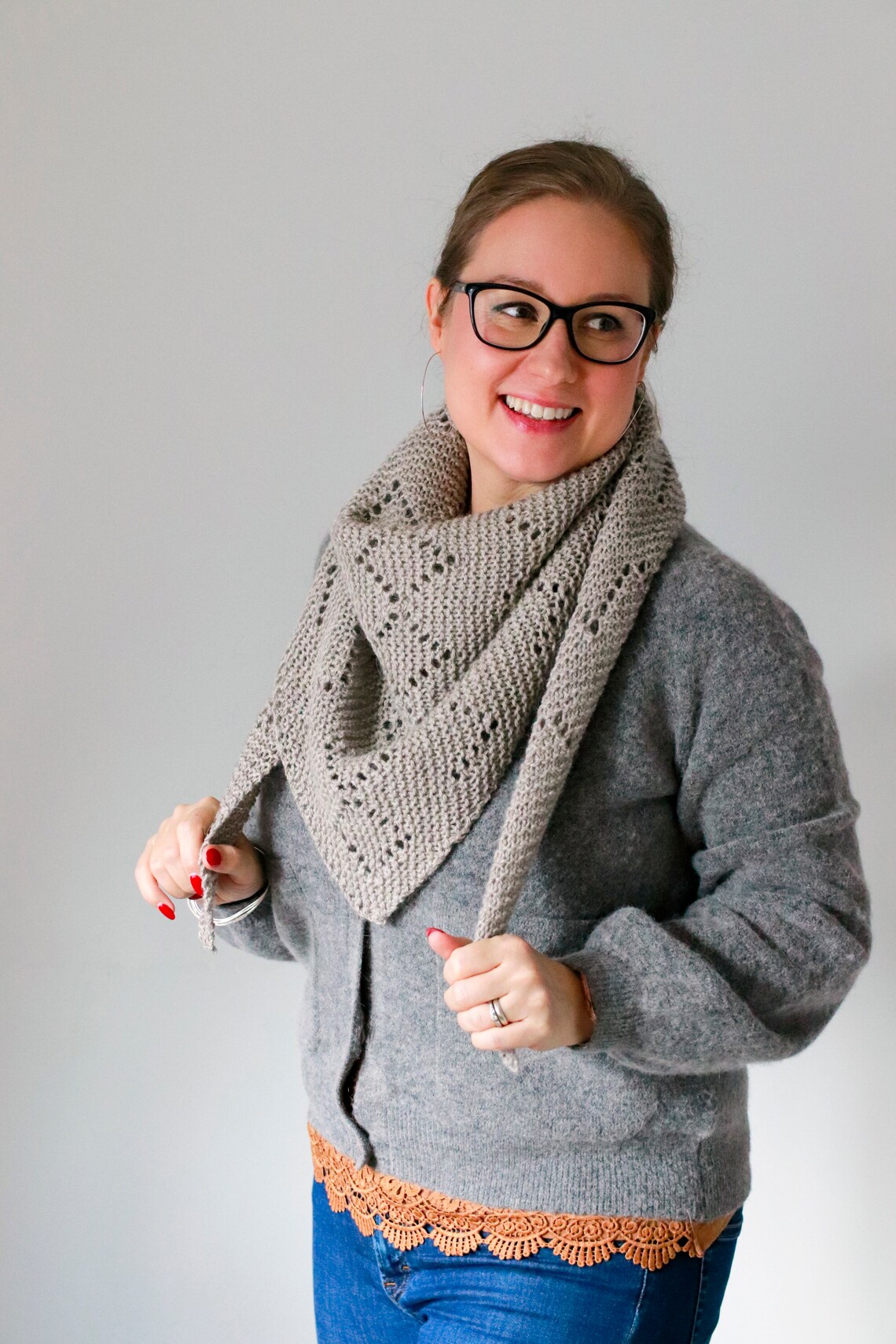 Worsted Weight Triangle Eyelet Shawl Knitting Pattern: Hillside (PDF ...