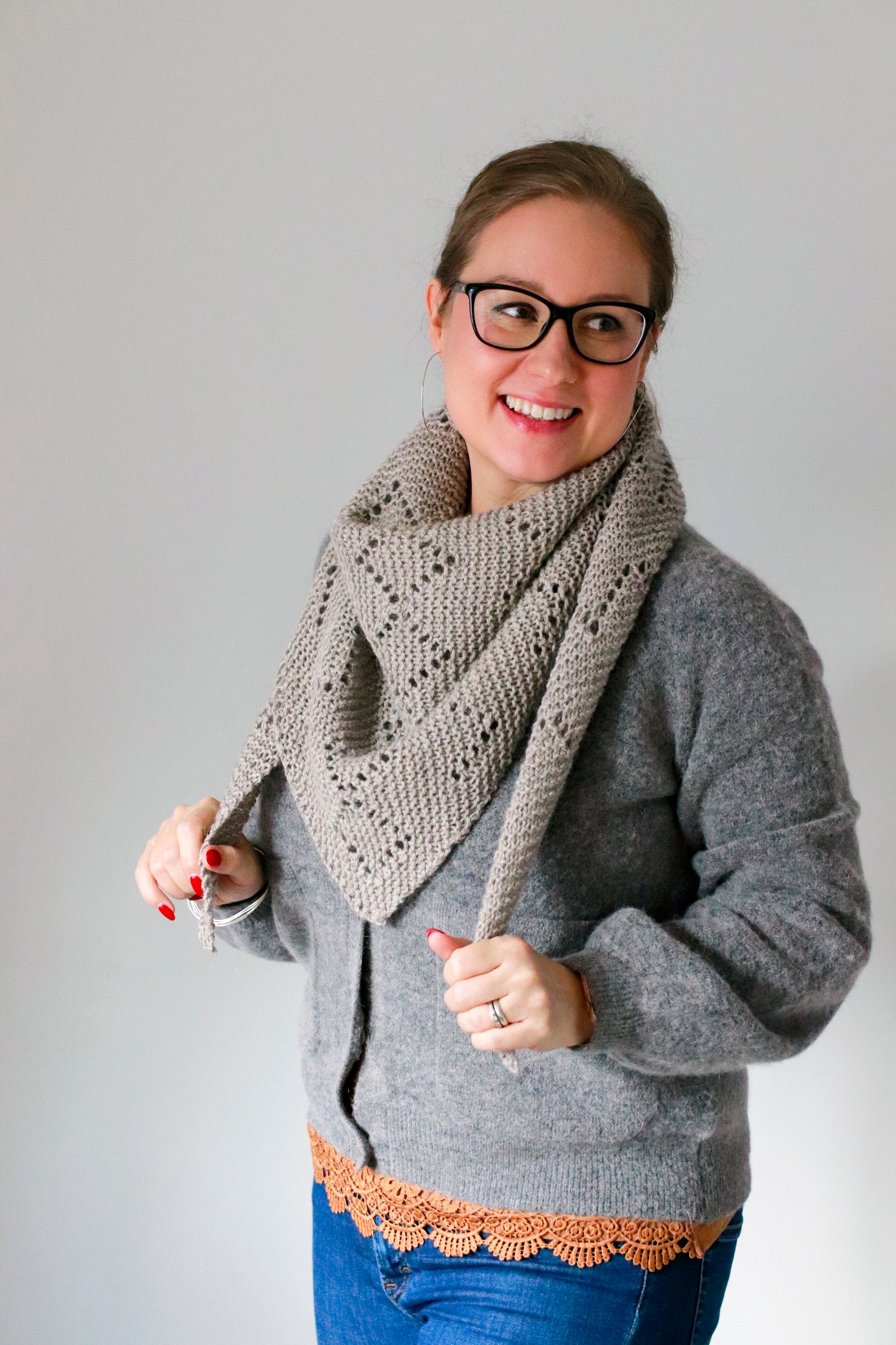 Worsted Weight Triangle Eyelet Shawl Knitting Pattern: Hillside (PDF ...