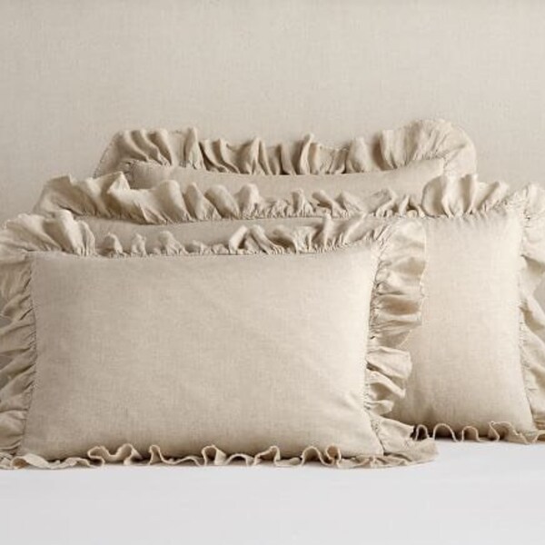 Ruffled Linen Pillow - Etsy
