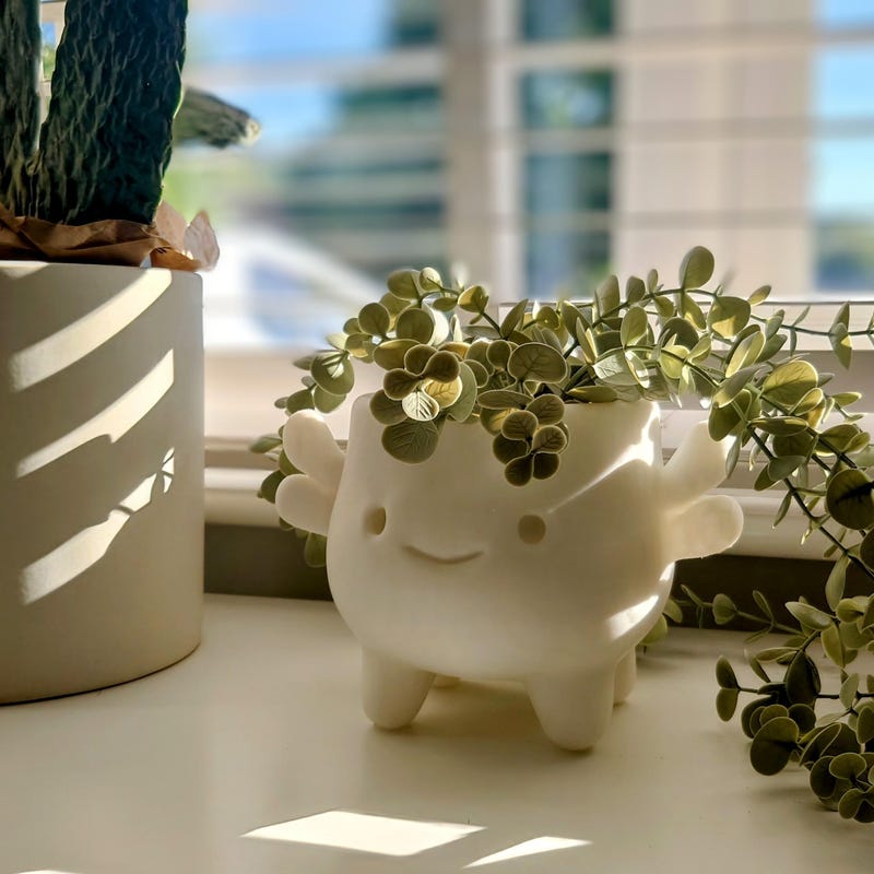 Fake Plants in Blue Planter - Etsy UK