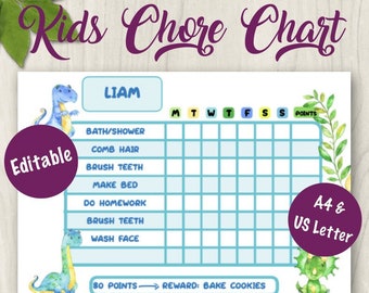 Dinosaur chore chart | Etsy