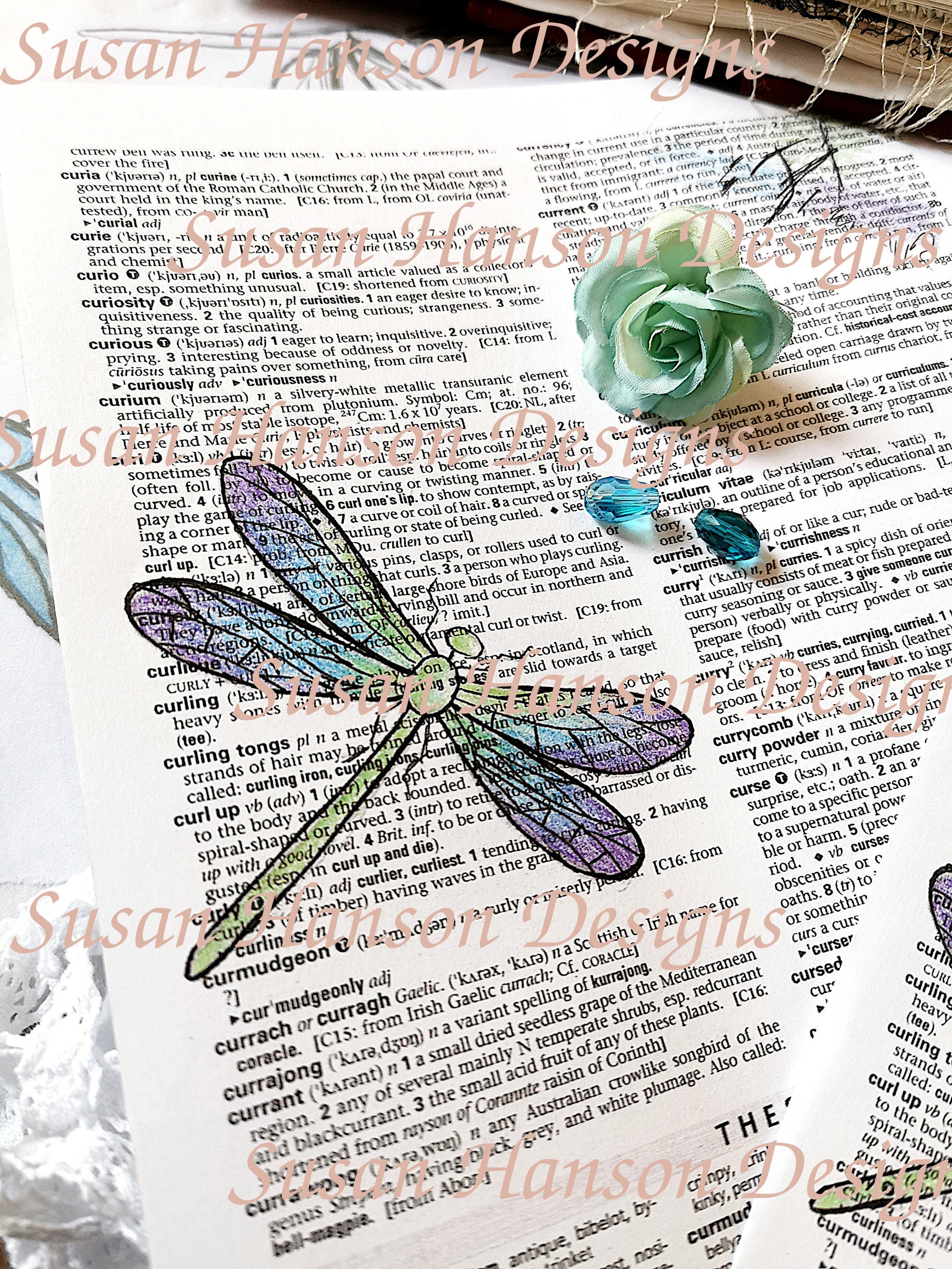 Papercraft INSTANT DOWNLOAD set of Dragonfly trace,cut,drawing aid,junk ...