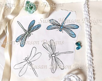Papercraft INSTANT DOWNLOAD set of Dragonfly trace,cut,drawing aid,junk ...