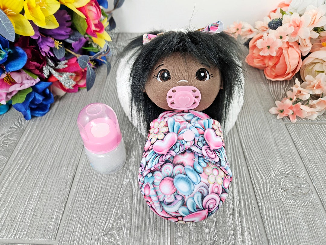 Swaddle Baby Doll 10 Inch Pink Mix Black Custom Doll - Etsy