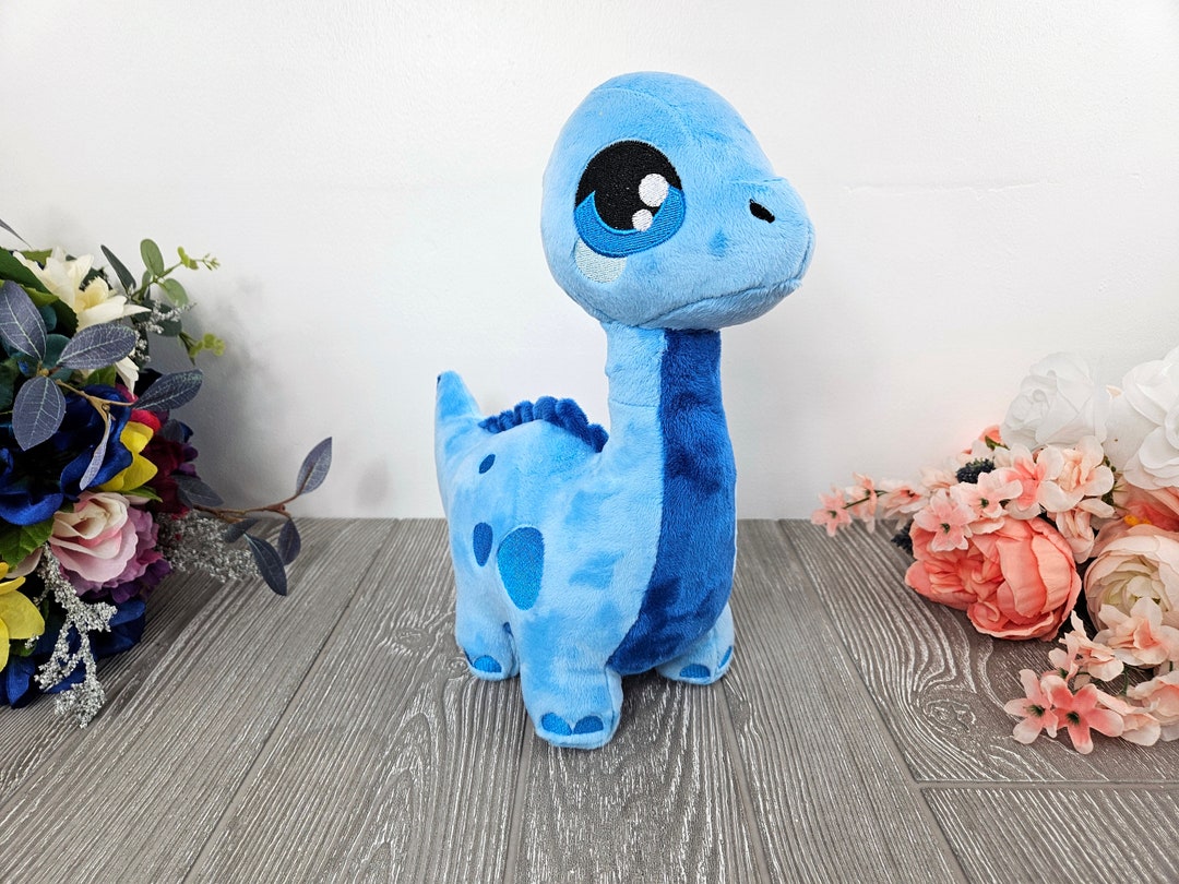Stuffed Brontosaurus Plush Dinosaur in Blue - Etsy