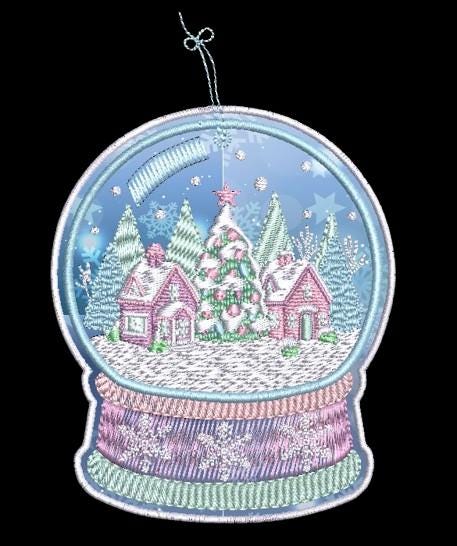 Snow Globe Christmas Digital Flat Embroidery and Ornament Design - Etsy