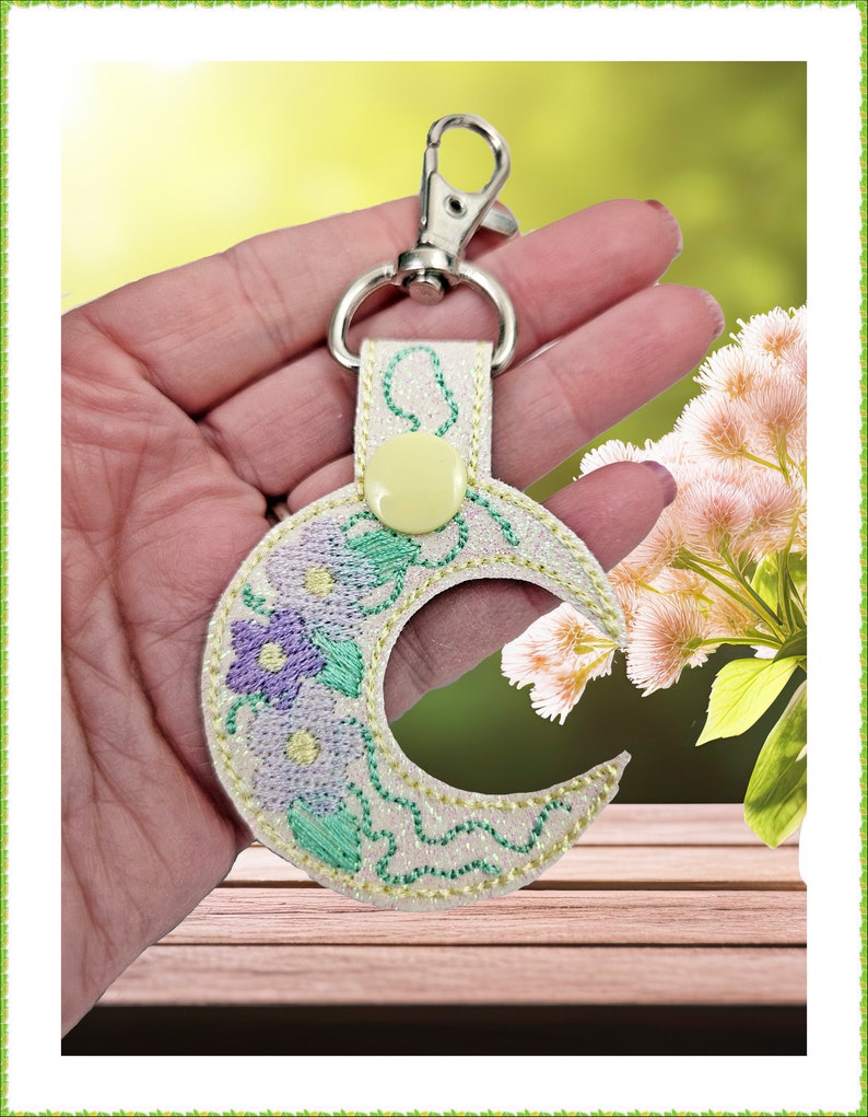 Moon Key Fob Digital ITH Embroidery Design - Etsy