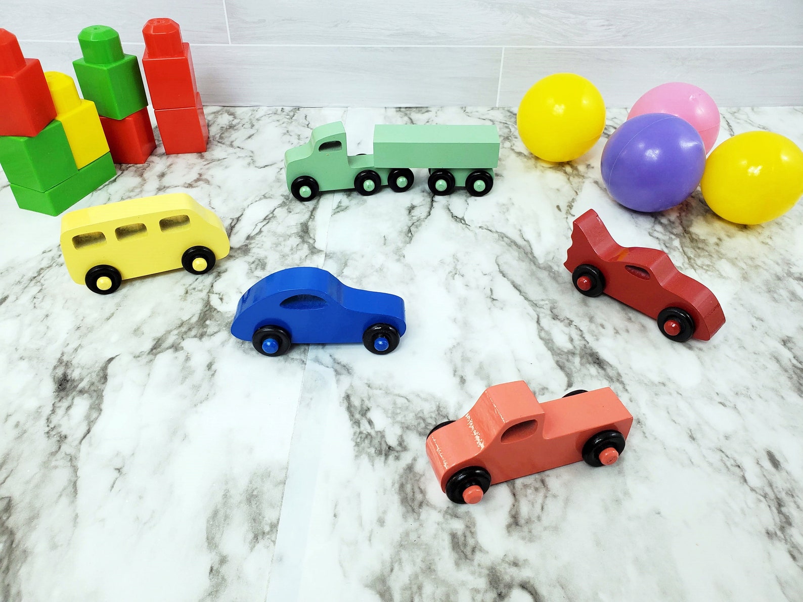 Wooden Car and Truck Set 6 Piece Toy Automobiles Wood | Etsy