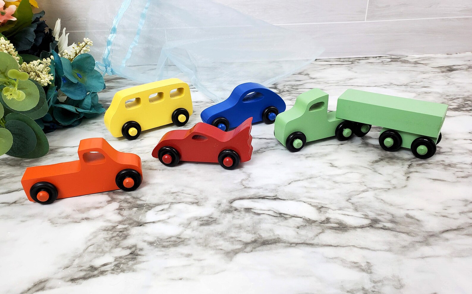 Wooden Car and Truck Set 6 Piece Toy Automobiles Wood - Etsy