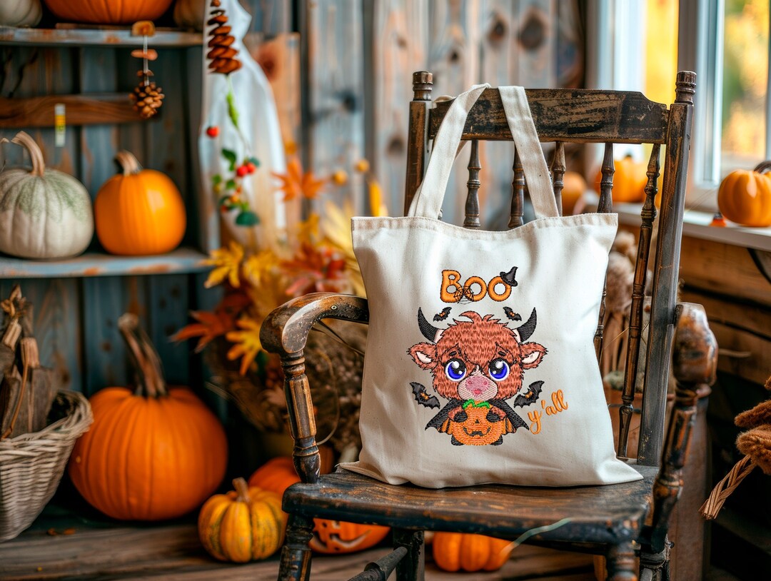 Boo Y'all Highland Cow Digital Embroidery Design - Etsy