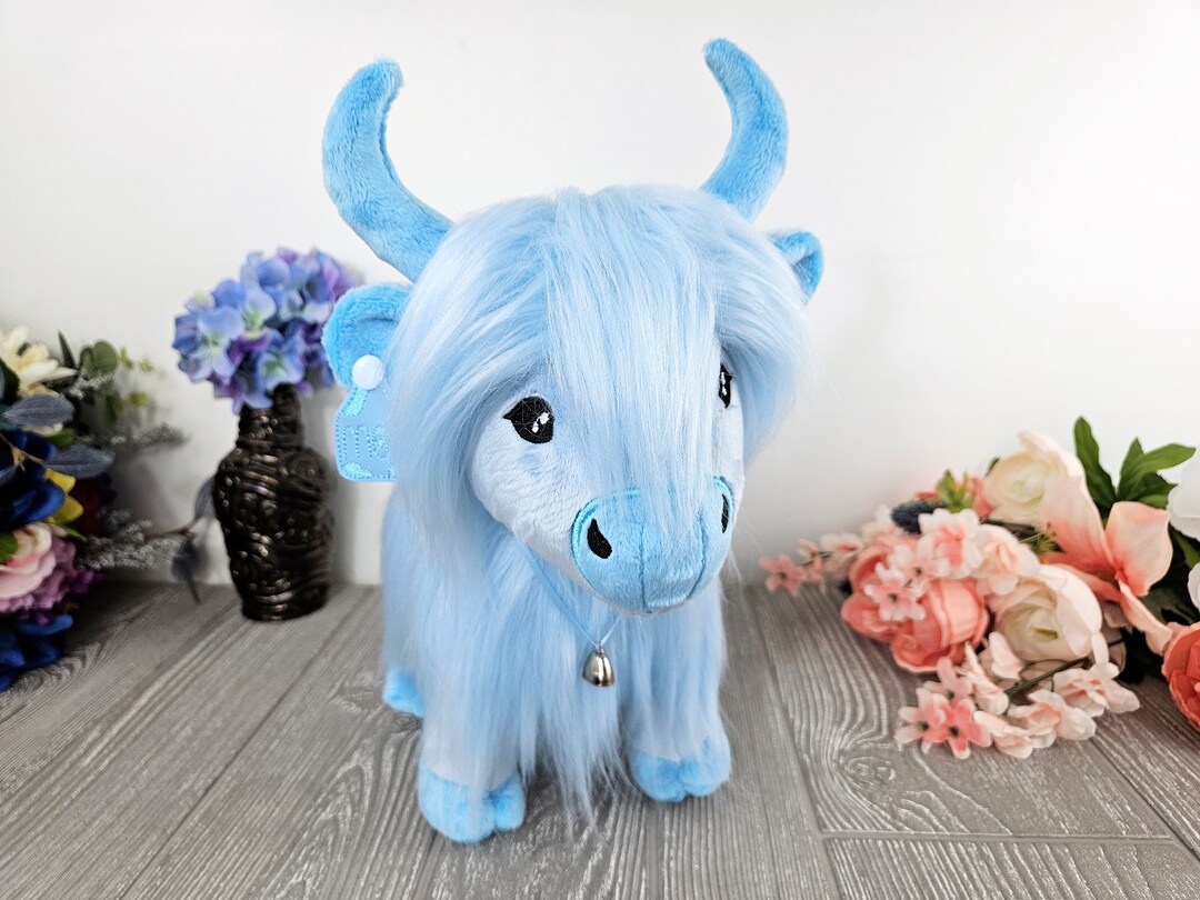 Highland Cow Plush Blue Tones - Etsy