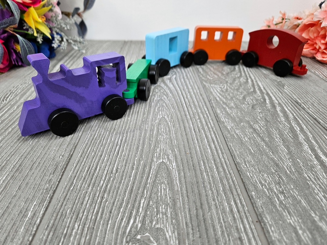 Wooden Train Set, 5 Piece Toy Transport Collector Vehicles - Etsy