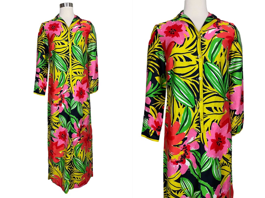 Size S/M | Vintage 1960s 60s 1970s 70s VERA NEUMANN Bold Floral Print ...