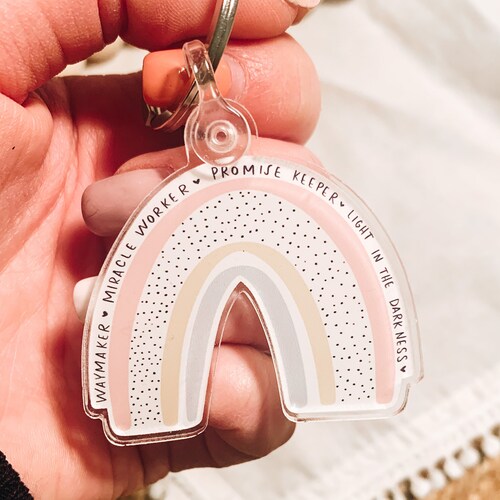 Way Maker Miracle Worker Modern Rainbow Keychain - Etsy