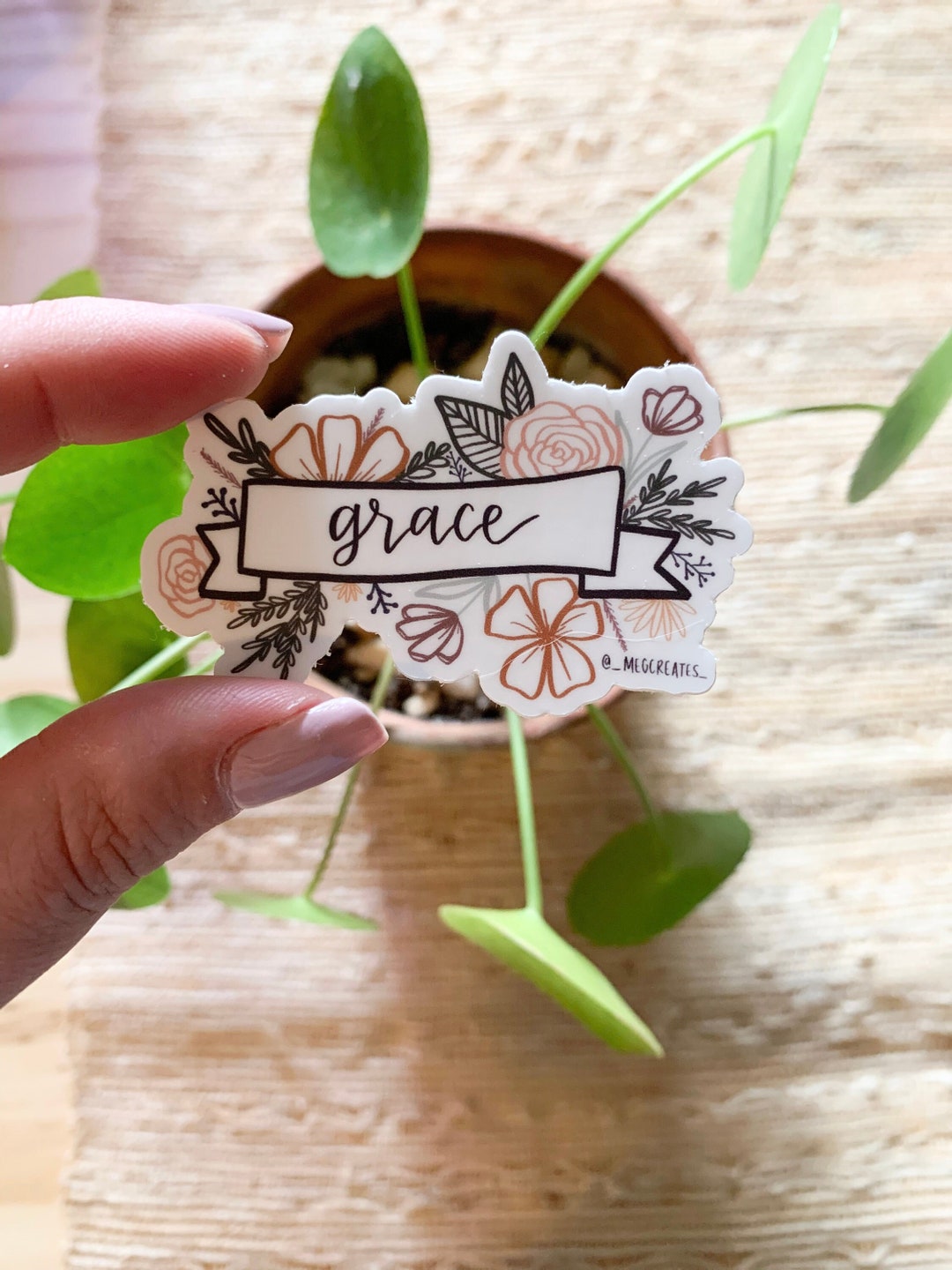 Grace Floral Sticker | Grace Sticker | Encouraging Sticker | Laptop ...