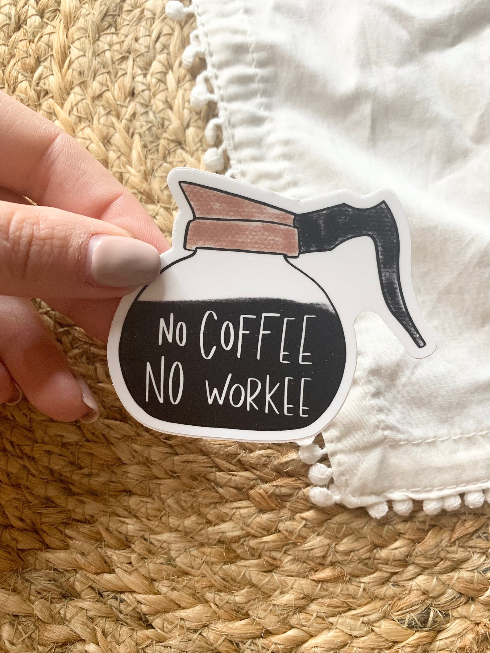 No Coffee No Workee Vinyl Stickers Laptop Stickers Water | Etsy