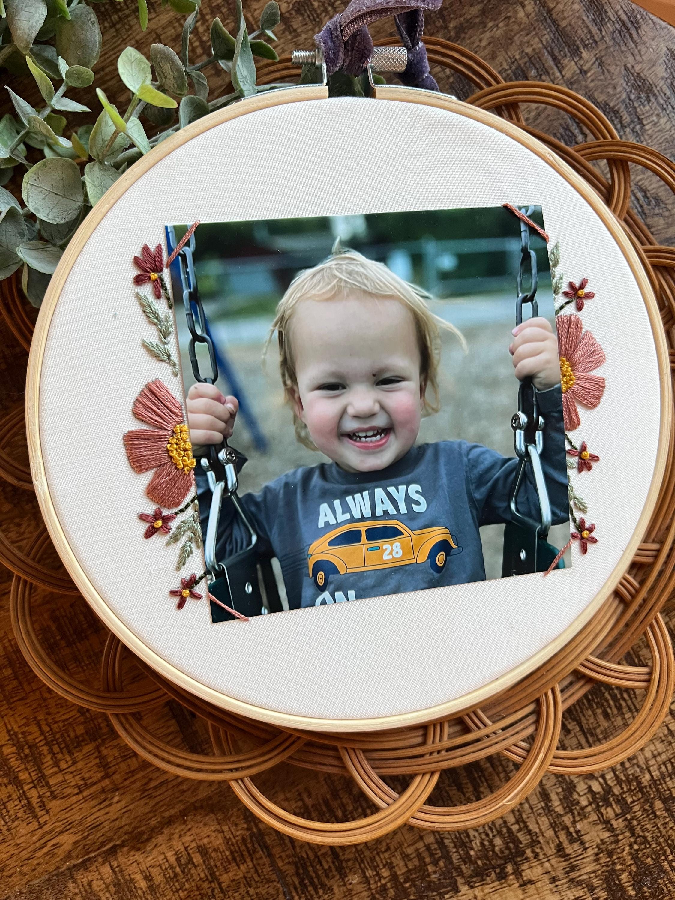 Hand Embroidered Photo Frame | Photo Keepsake | Custom Wall Hanging - Etsy