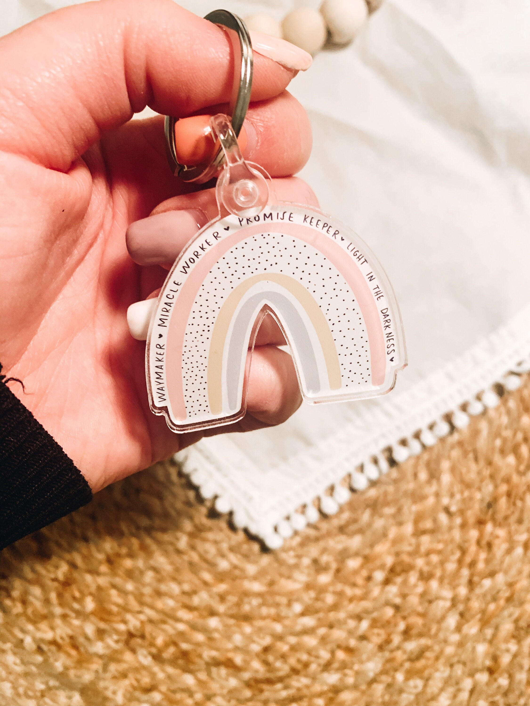 Way Maker Miracle Worker Modern Rainbow Keychain - Etsy