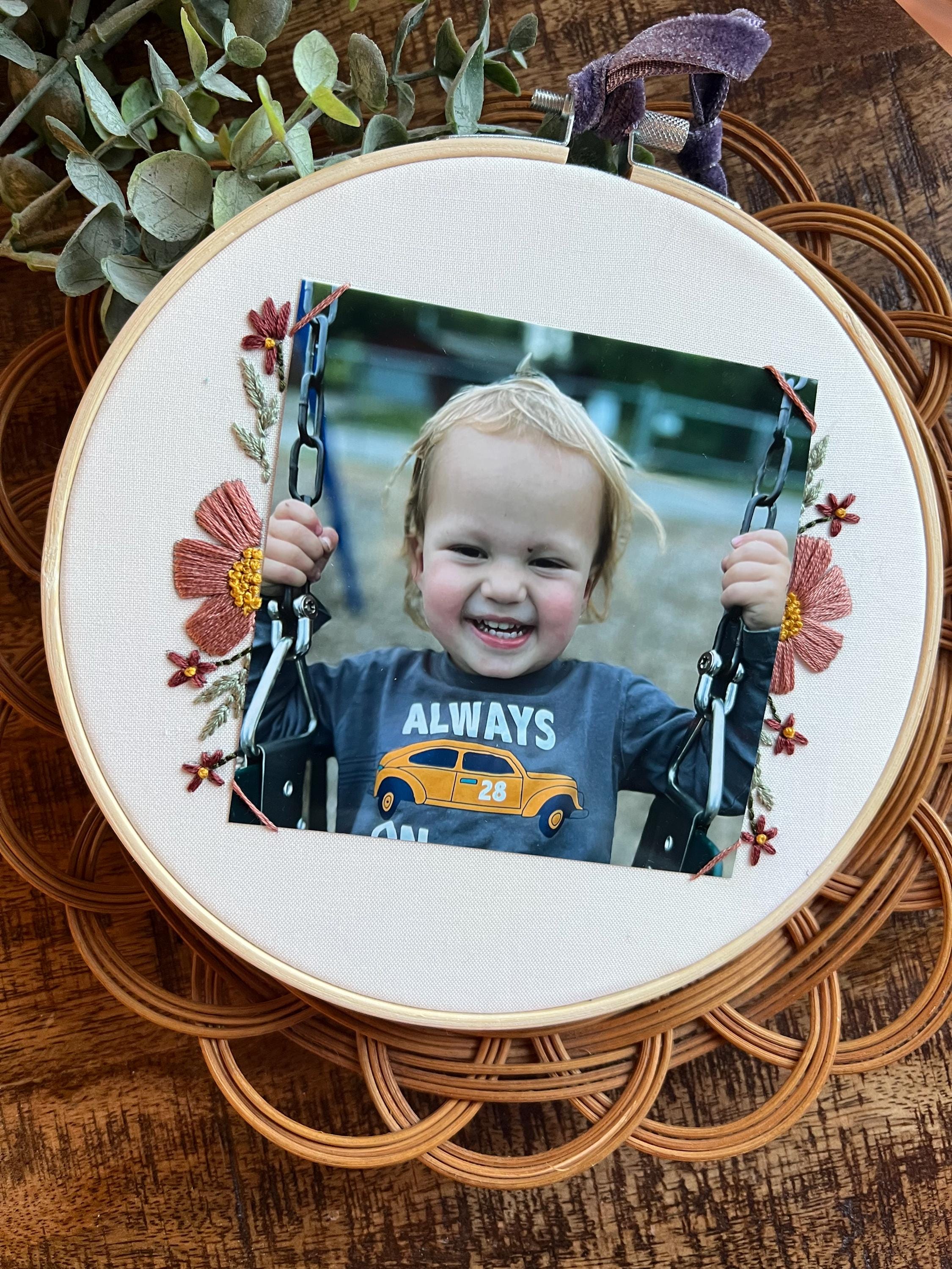 Hand Embroidered Photo Frame | Photo Keepsake | Custom Wall Hanging - Etsy