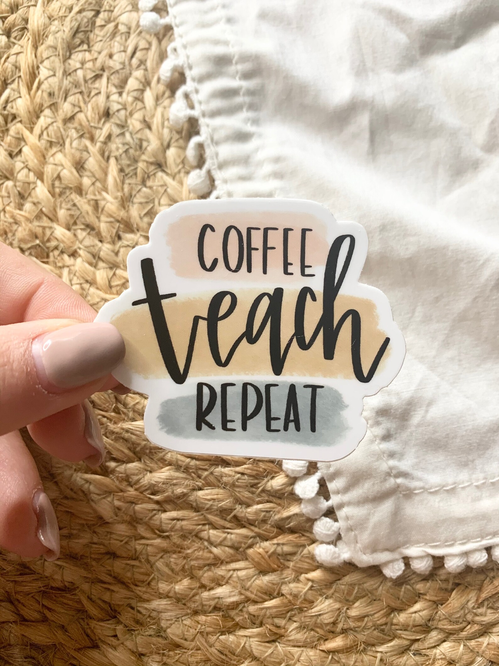 Coffee Teach Repeat Vinyl Sticker Teacher Sticker Laptop | Etsy