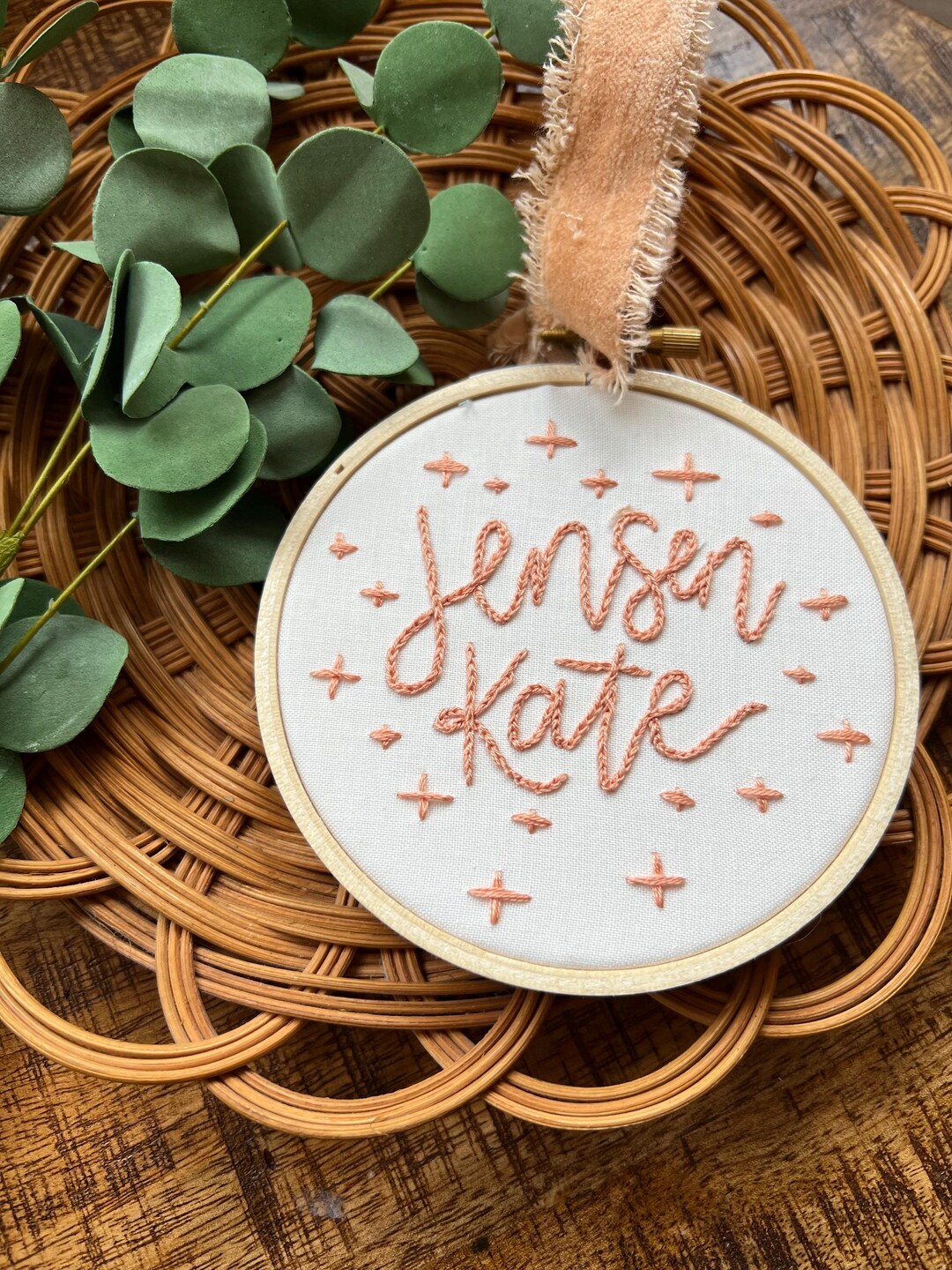 Hand Embroidery Name Ornament: Personalized Baby Keepsake - Etsy