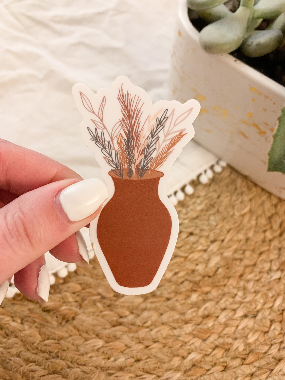 Boho Plant Sticker Potted Plant Boho Boho Sticker - Etsy