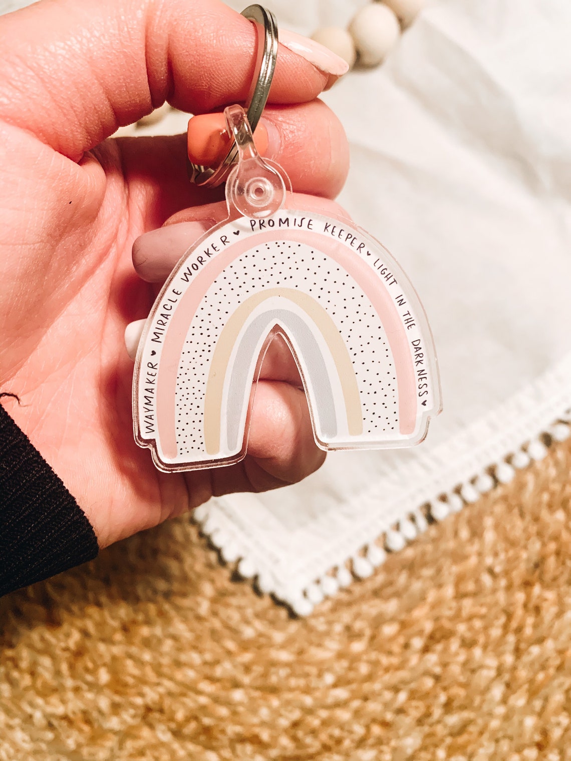 Way Maker Miracle Worker Modern Rainbow Keychain - Etsy