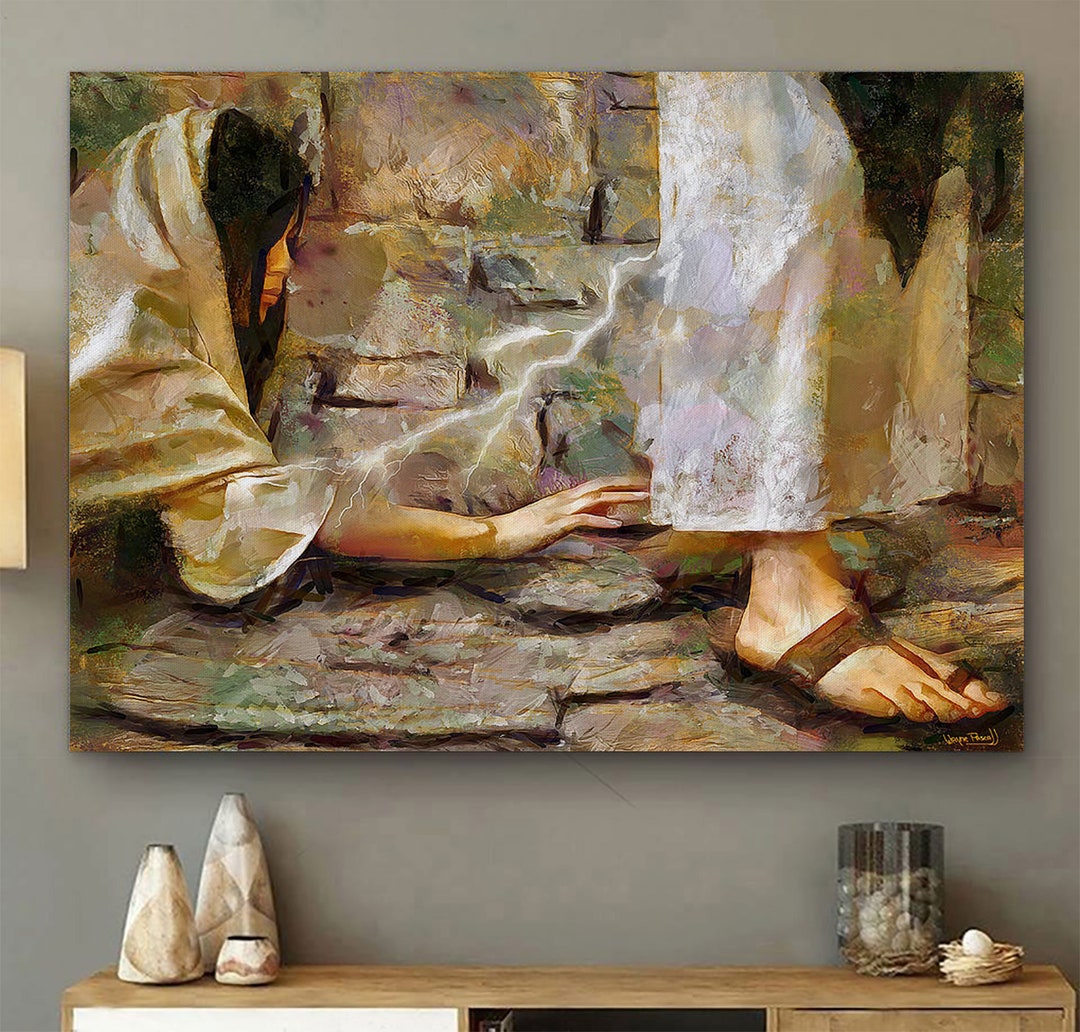 Touching the Hem of Jesuss Garment Oil Paint Poster or Canvas, A Woman ...