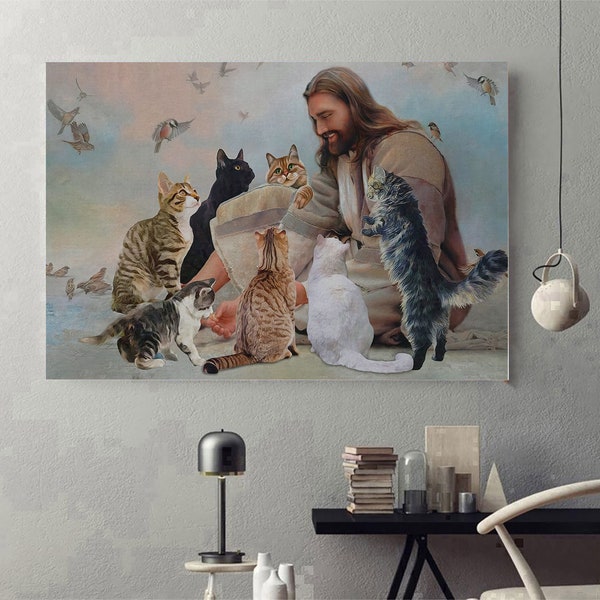 Jesus With Cats - Etsy