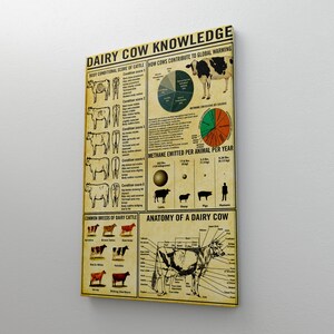 Dairy Cow Knowledge Poster or Canvas, Farmer Cow Knowledge Wall Art ...